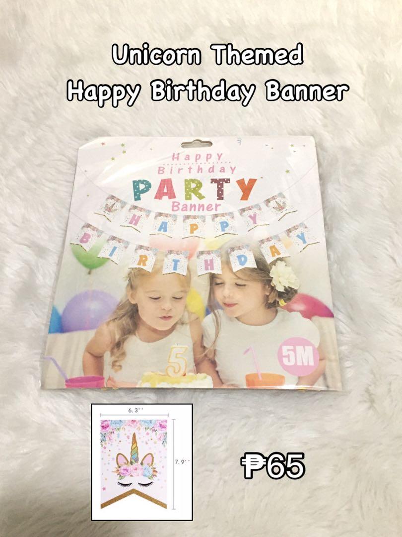 Unicorn Themed Happy Birthday Banner / Flag, Hobbies & Toys, Stationary ...