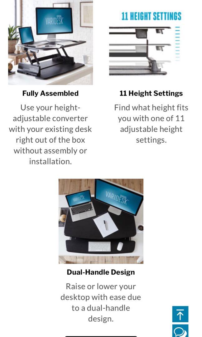 Varidesk (Adjustable Work Platform), Furniture & Home Living, Furniture ...