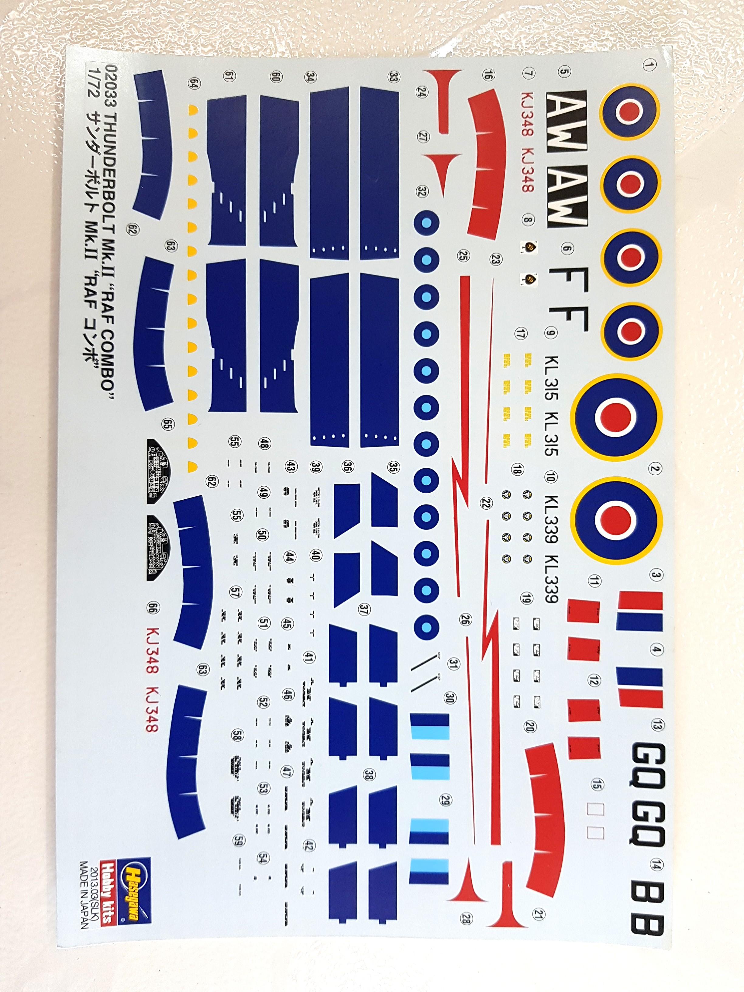 1/72 Hasegawa #02033 RAF Fighter Thunderbolt Mk. II "RAF Combo" *2-in-1 ...