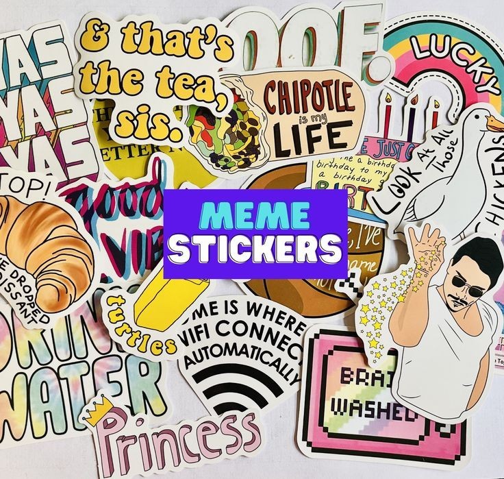 18pcs Waterproof Meme Sticker Set, Hobbies & Toys, Stationary & Craft ...