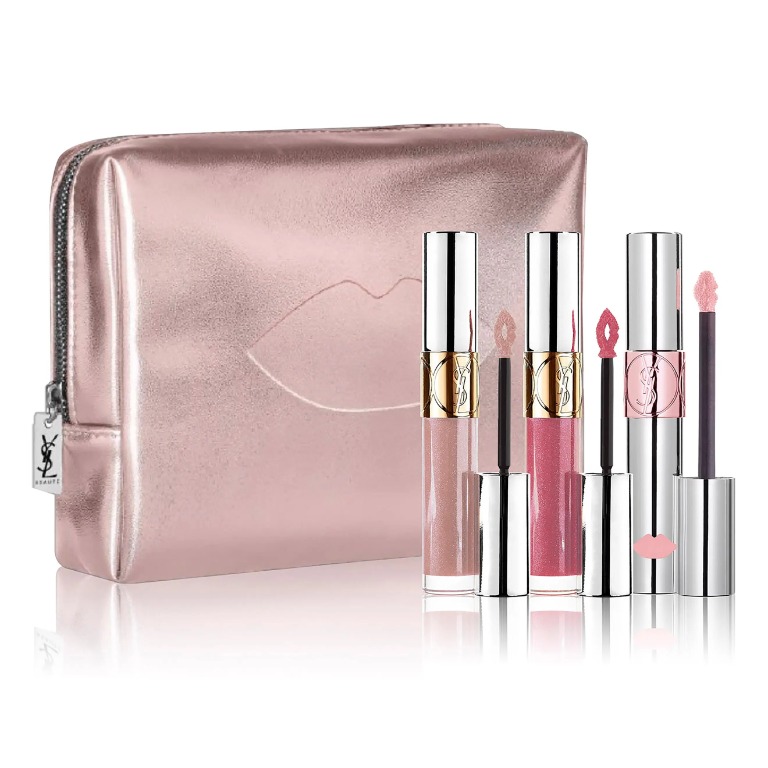 限量 全新 YSL 玫瑰金色拉鏈化妝袋 Metallic Pink Rose Gold Makeup Bag, 美容＆個人護理, 健康及美容 ...