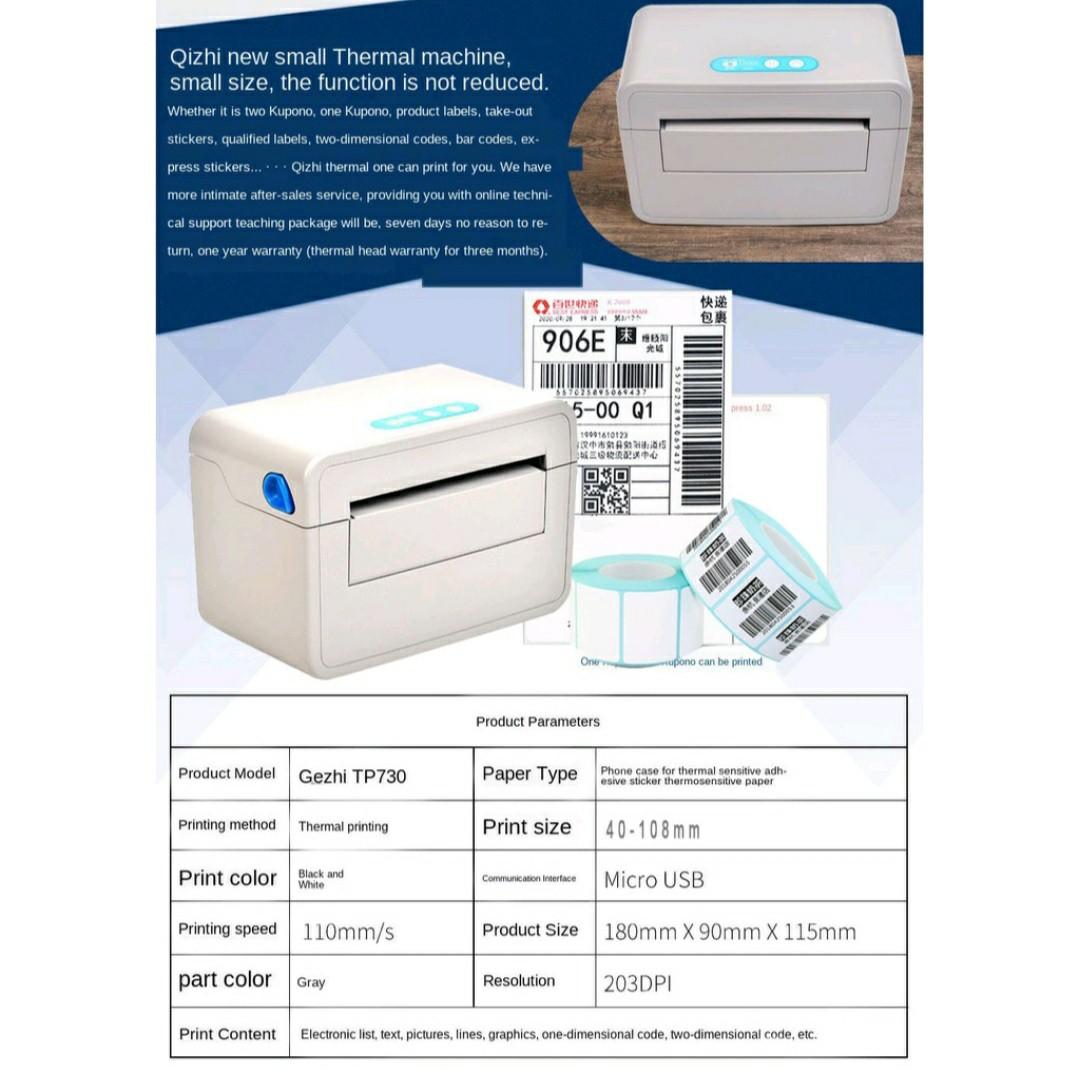 Bluetooth A6 Thermal Printer, High Speed USB Port Barcodes Label ...