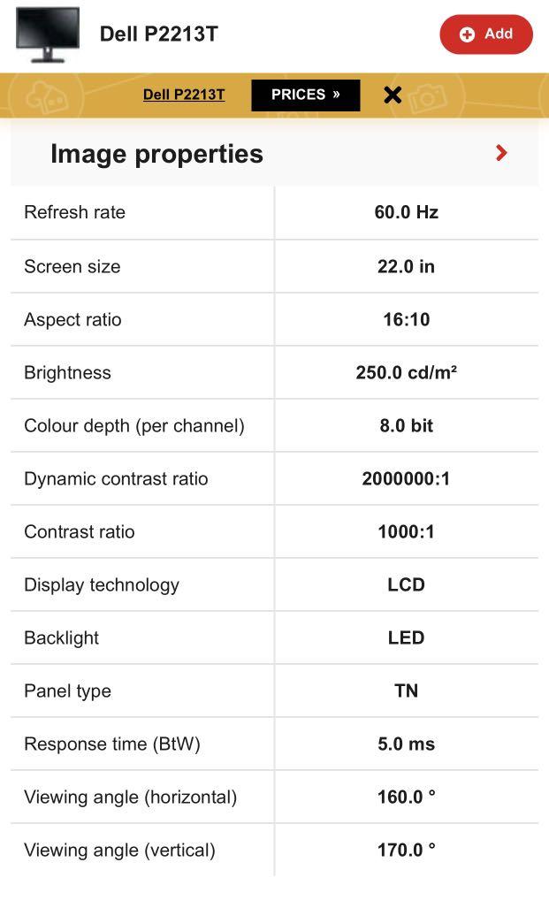 Dell Monitor p2213t 22in, Computers & Tech, Parts & Accessories ...