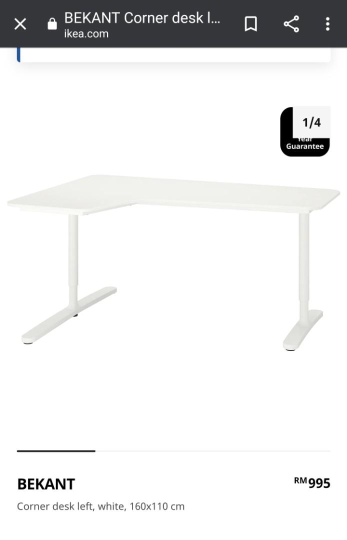 Ikea bekant white L shape last unit @ damansara jaya, Furniture & Home ...