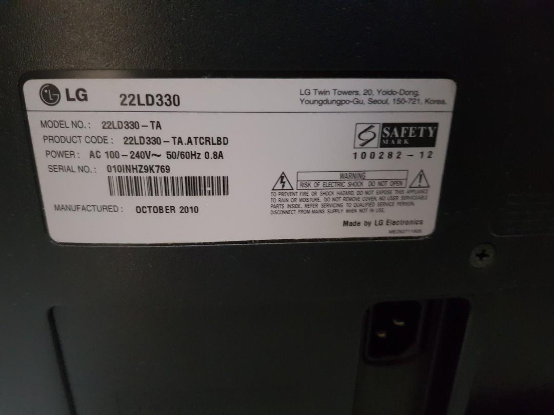 LG 22" HD LCD TV (model : 22LD330), TV & Home Appliances, TV ...