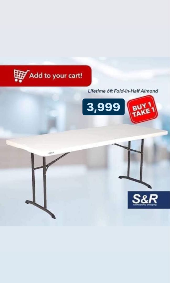 Lifetime Table 6ft Fold in Half, Furniture & Home Living, Furniture ...