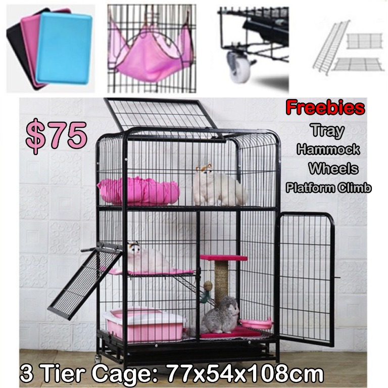 New 3 Tier Premium Thick Cage with freebies - Cat Cage, Pet Supplies ...