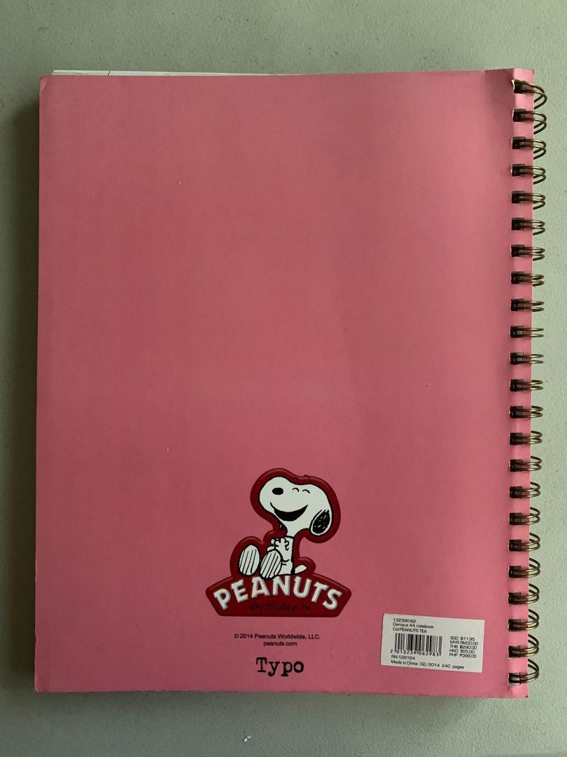Snoopy Peanuts Typo Campus Notebook (A4 Size), Hobbies & Toys ...