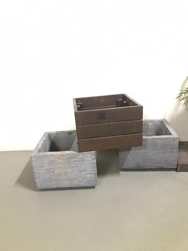 Solid Stone with wood planter box, Furniture & Home Living, Gardening ...