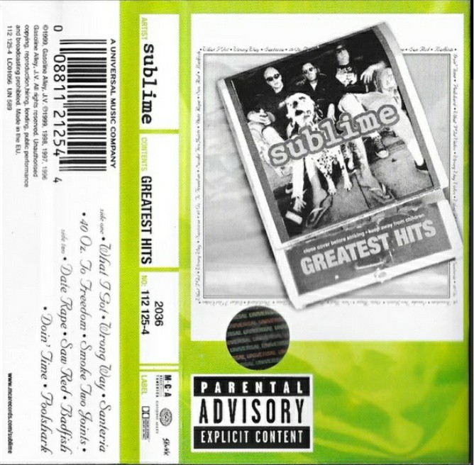 SUBLIME "Greatest Hits" Cassette Tape, Hobbies & Toys, Memorabilia ...