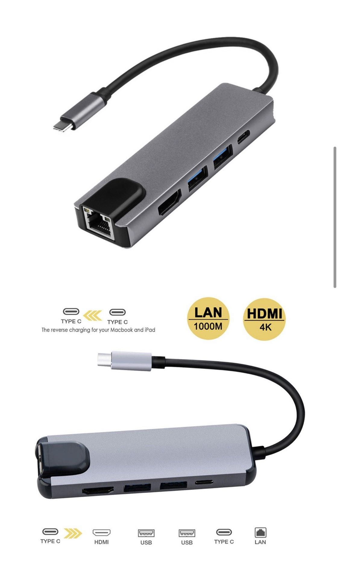 Type C Adaptor - 5 in 1 Adaptor (Mac/Windows), Computers & Tech, Parts ...