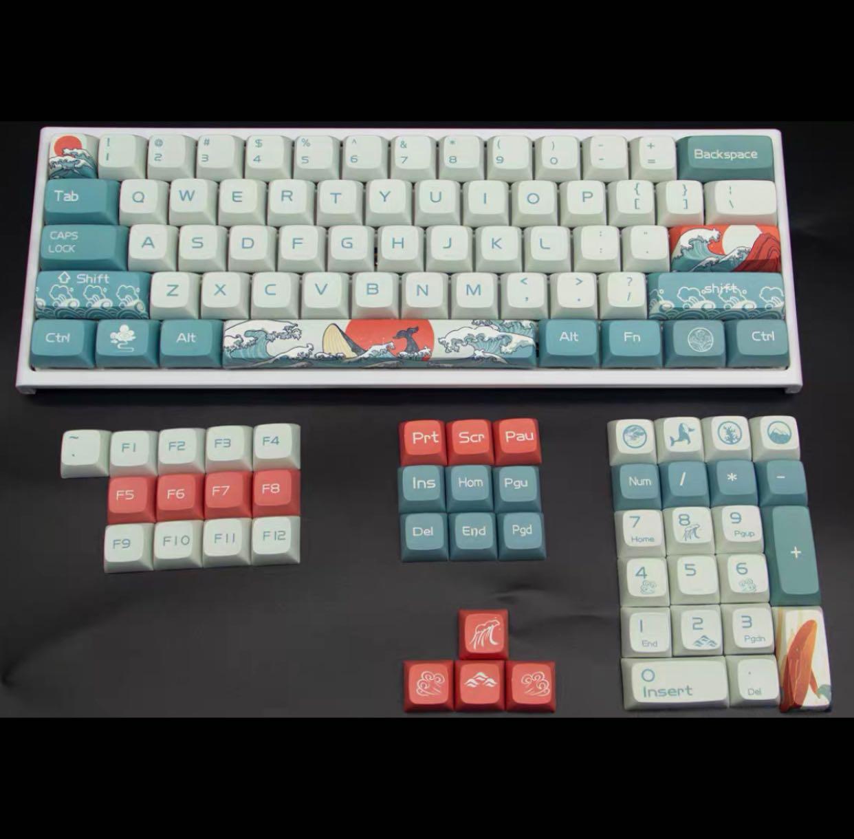 Ukiyo-e Japanese Waves XDA Profile PBT 108 Keycaps, Computers & Tech ...