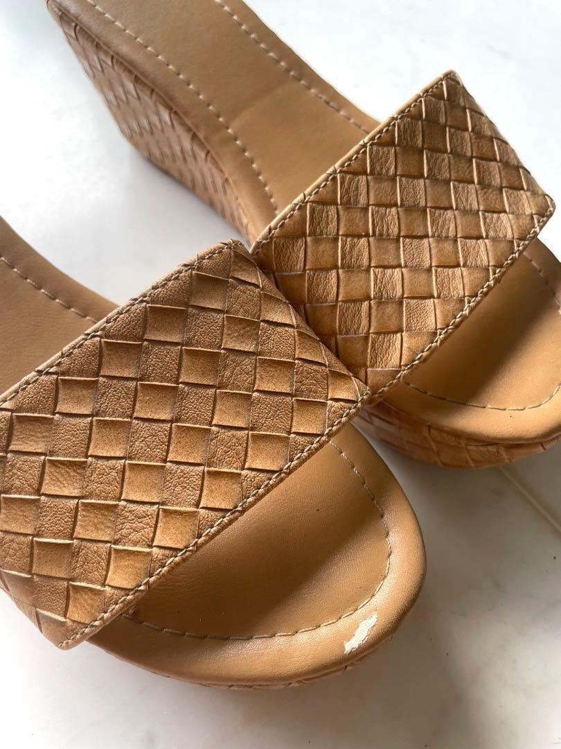 Brown rattan bohemian/boho chunky platform shoes heels, Women's Fashion ...