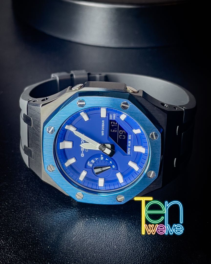 Casio G-Shock GA2100 GA2110 GA-2100 GA-2110 CasiOak Jelly Blue Mod, Men ...