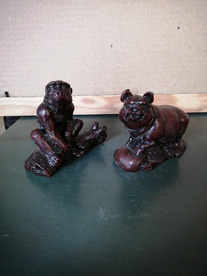 Chinese Zodiac Animals - Monkey & Pig, Everything Else on Carousell