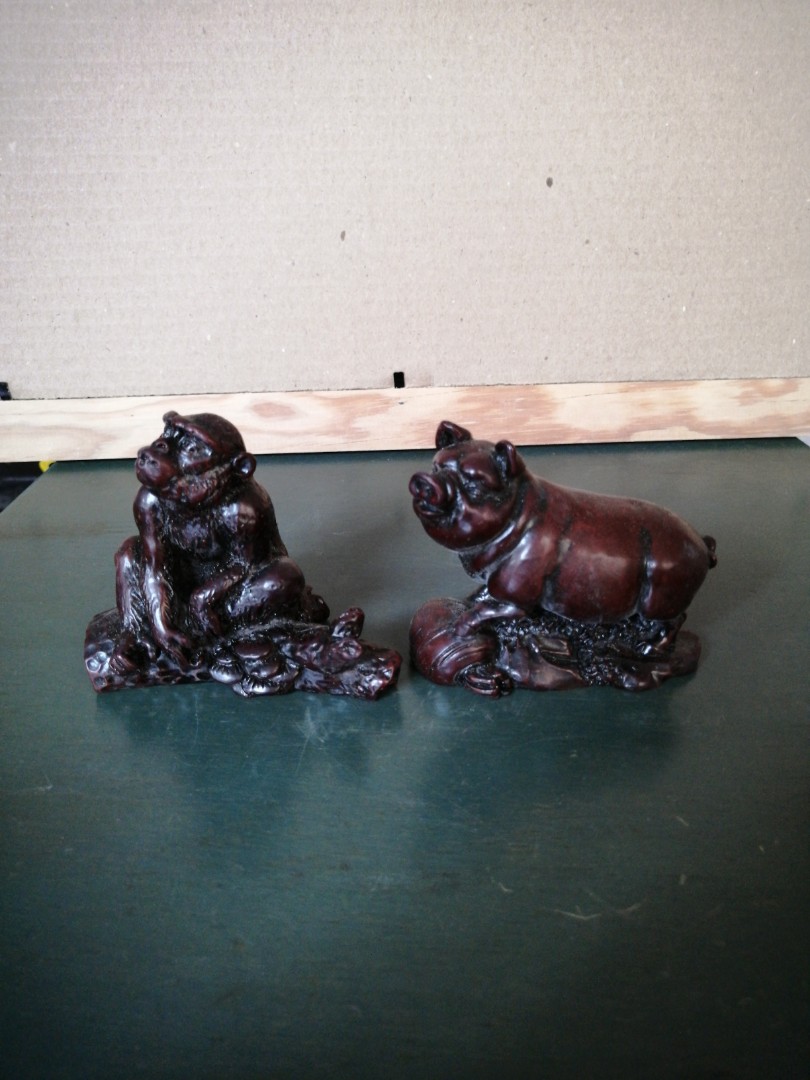 Chinese Zodiac Animals - Monkey & Pig, Everything Else on Carousell