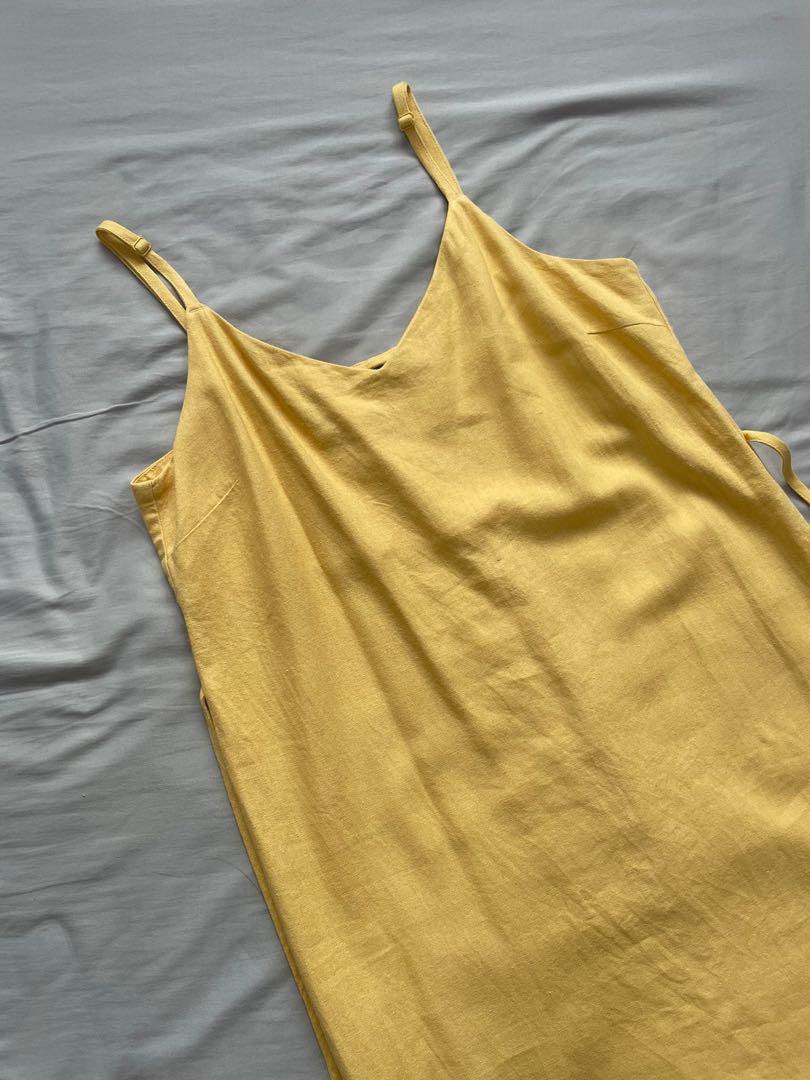 Glassons Linen Blend Midi Dress in YELLOW, Women's Fashion, Dresses ...