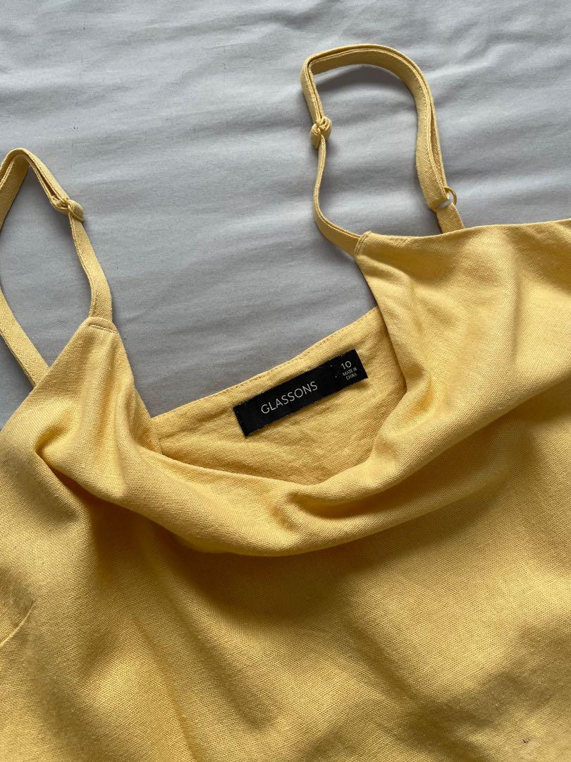 Glassons Linen Blend Midi Dress in YELLOW, Women's Fashion, Dresses ...