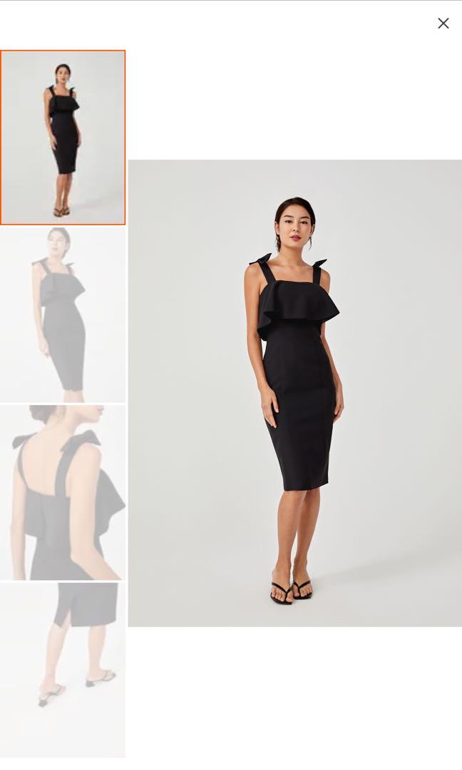 BNWT Love Bonito Alliea Bow Detail Overlay Midi Dress, Women's Fashion ...