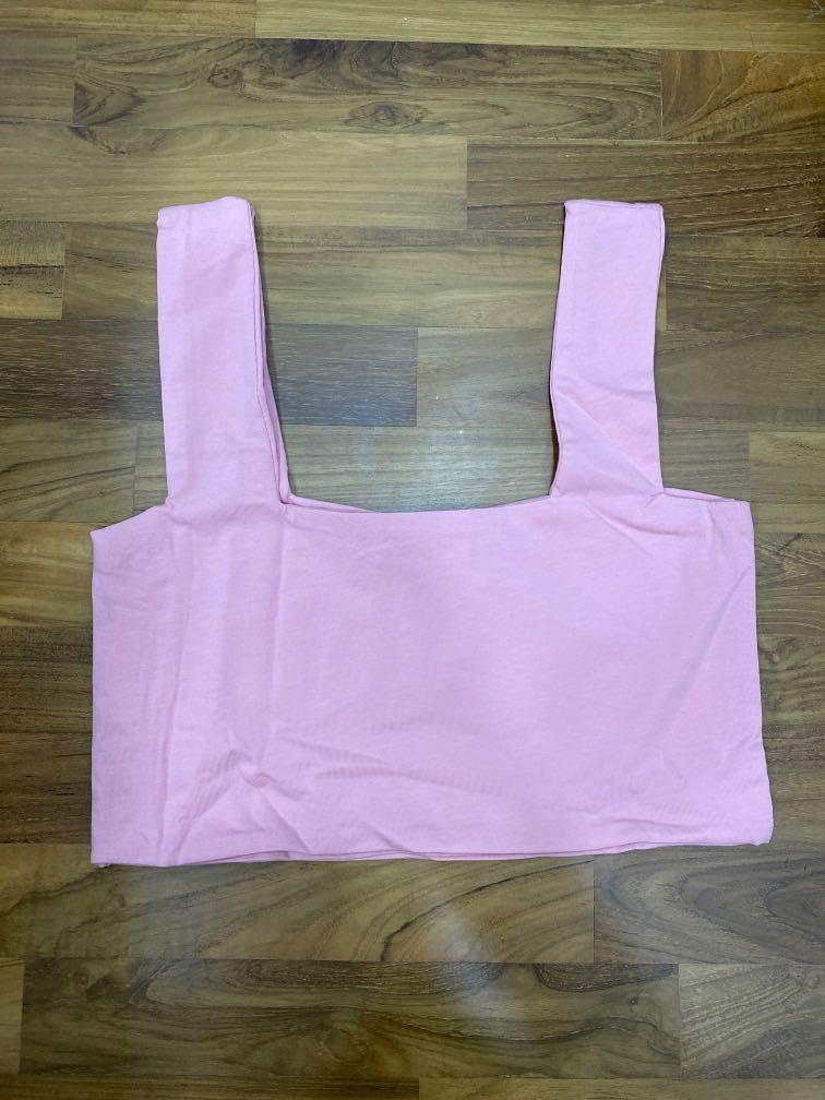 Pink Square Neck Top, Women's Fashion, Tops, Sleeveless on Carousell