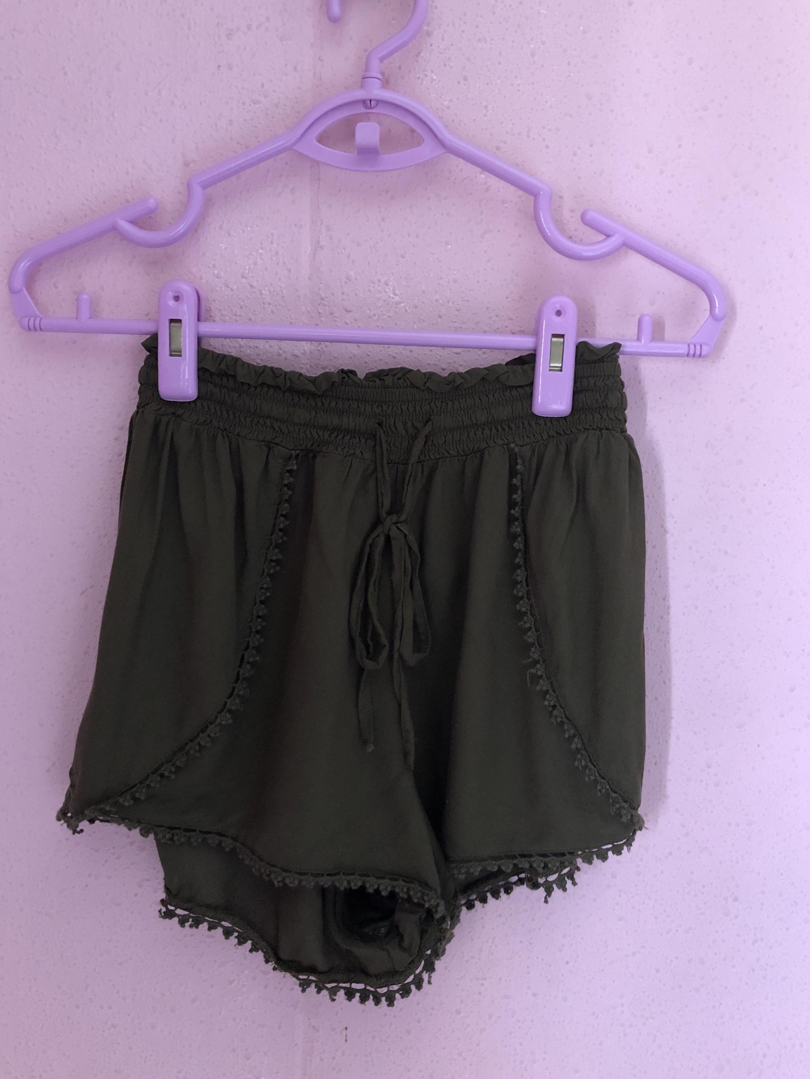 Primark Crochet Army Green Shorts, Women's Fashion, Bottoms, Shorts on ...