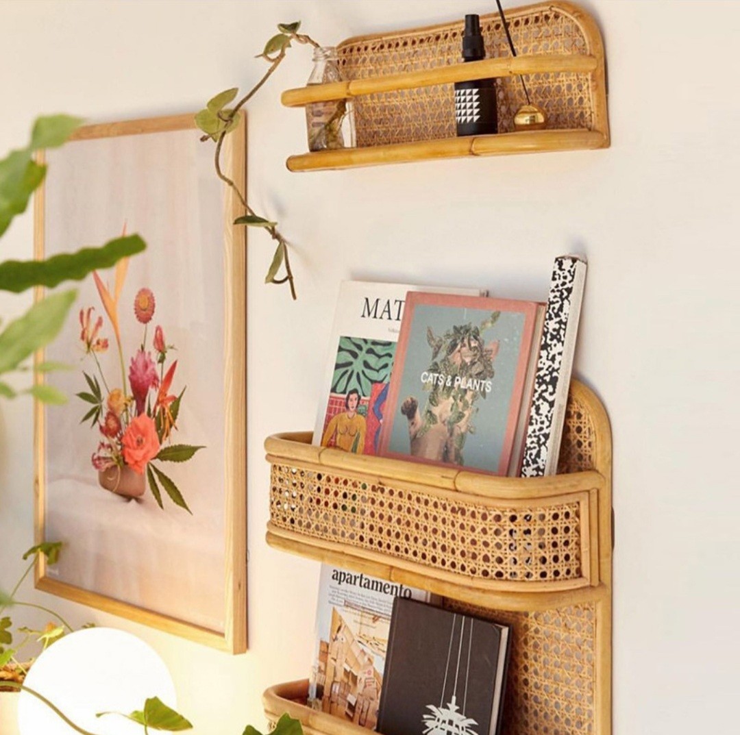 Woven Rattan Wall-mount Shelf, Furniture & Home Living, Furniture ...