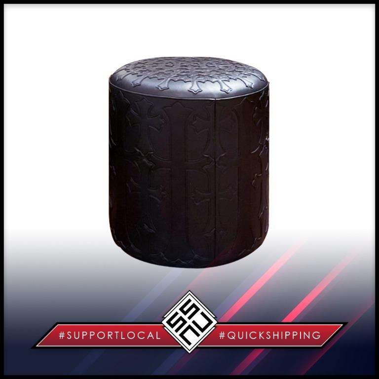 SSNUP7 - Chrome Hearts - Cross Patch Leather Stool, Furniture & Home ...