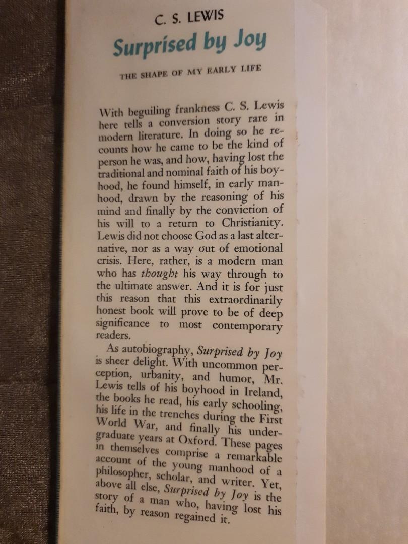 Surprised by Joy by C.S. Lewis, Hobbies & Toys, Books & Magazines ...