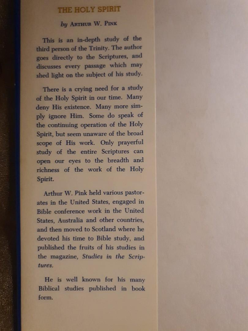 The Holy Spirit by Arthur W. Pink, Hobbies & Toys, Books & Magazines ...