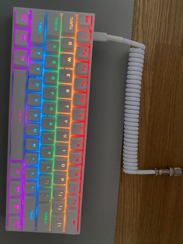 White Mechanical Keyboard Coiled Spring Cable with Aviator, Computers ...