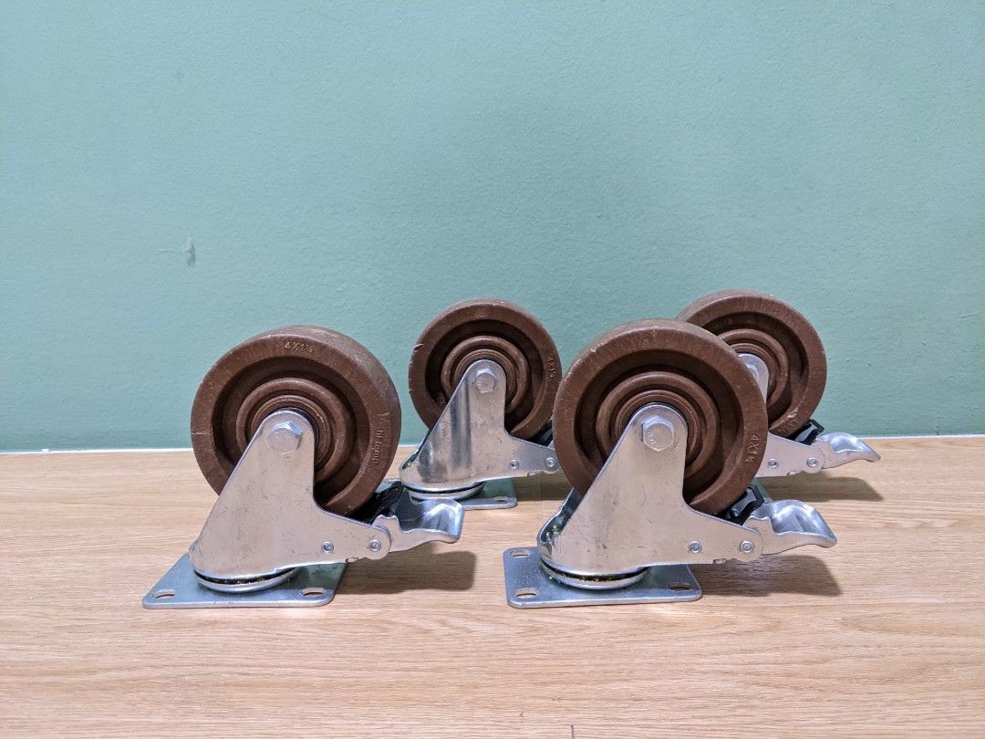 x4 Heavy Duty Castor Wheels with Stopper DIY Materials, Furniture ...