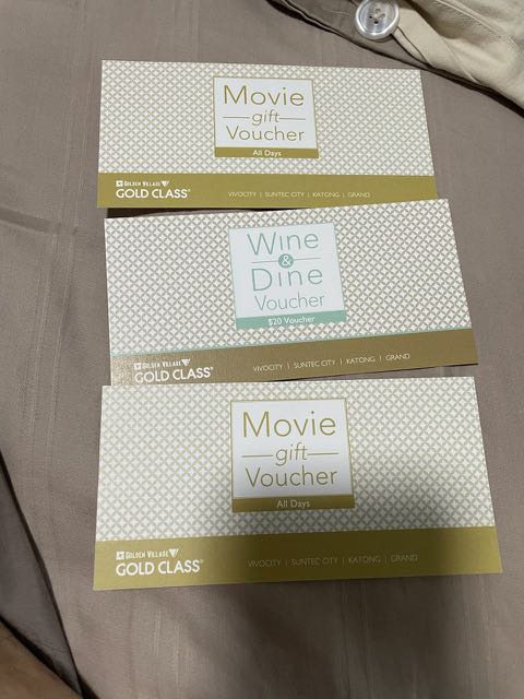 2 x Gold class tickets + $20 food voucher, Tickets & Vouchers, Vouchers ...