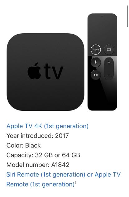 Apple Tv 4K (1st gen), TV & Home Appliances, TV & Entertainment, Media ...