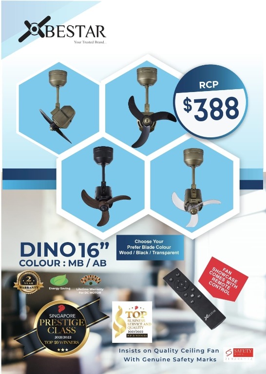 BESTAR DINO 16" CORNER FAN $388, Furniture & Home Living, Lighting ...