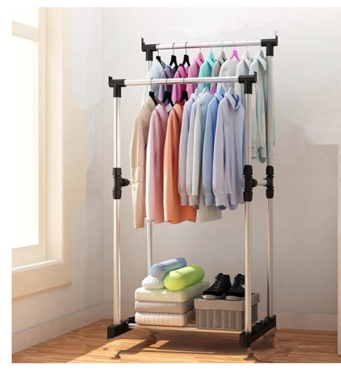 【Clothes Rack】Double-pole Stainless Steel Clothes Rack Stand Clothes ...