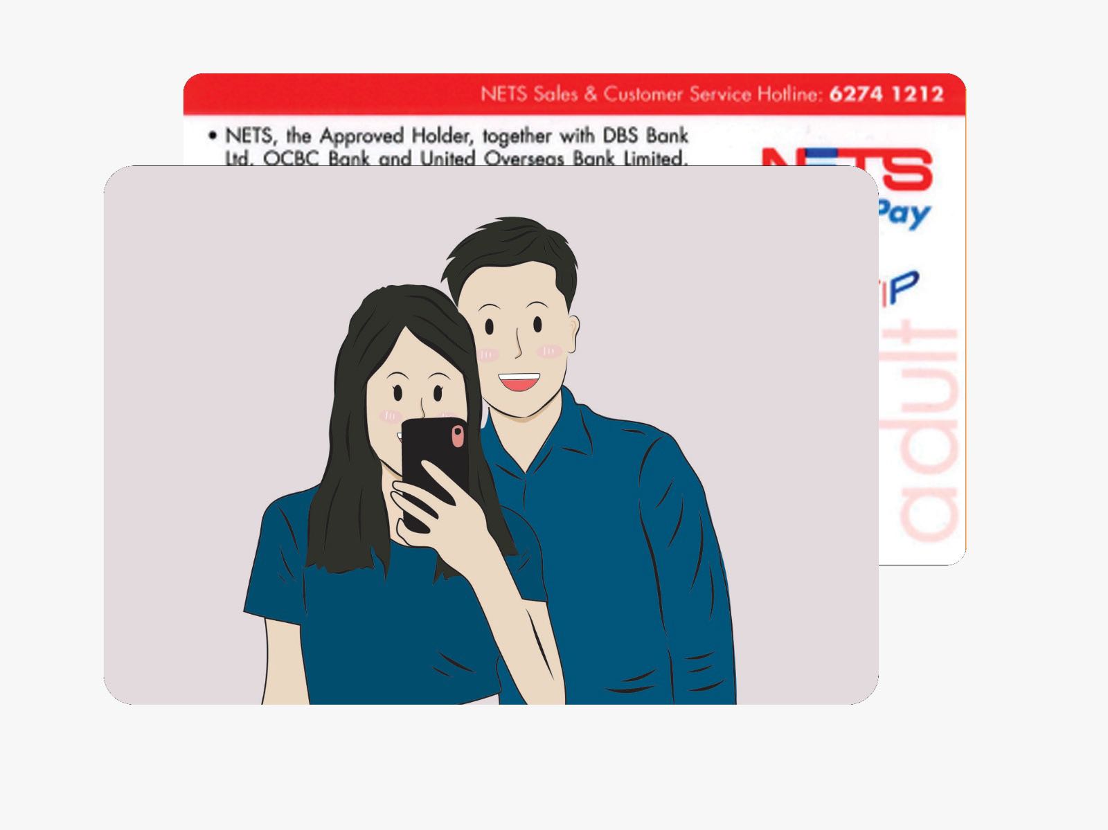 Custom EZ-Link Nets Flashpay card Minimalist illustration Caricature ...