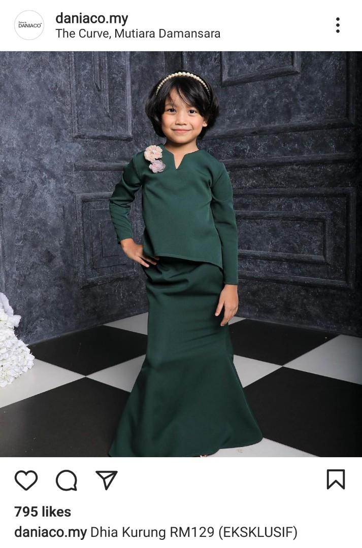 Dania & Co. Dhia Kids Emerald Green Kurung, Babies & Kids, Babies ...