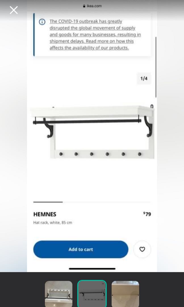 Hemnes rack for hat clothes umbrella mask hanging, Furniture & Home ...