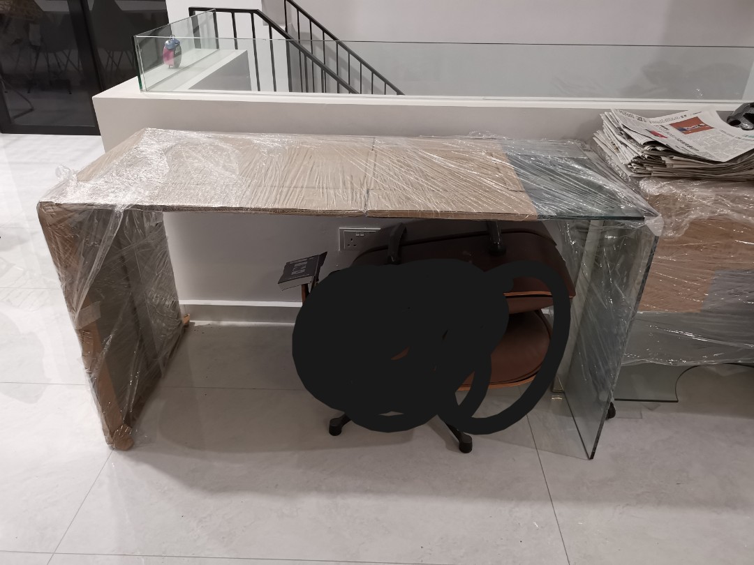 Glass Study Table, Furniture & Home Living, Furniture, Tables & Sets on ...