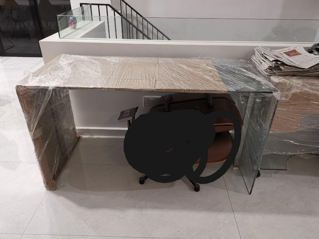 Glass Study Table, Furniture & Home Living, Furniture, Tables & Sets on ...