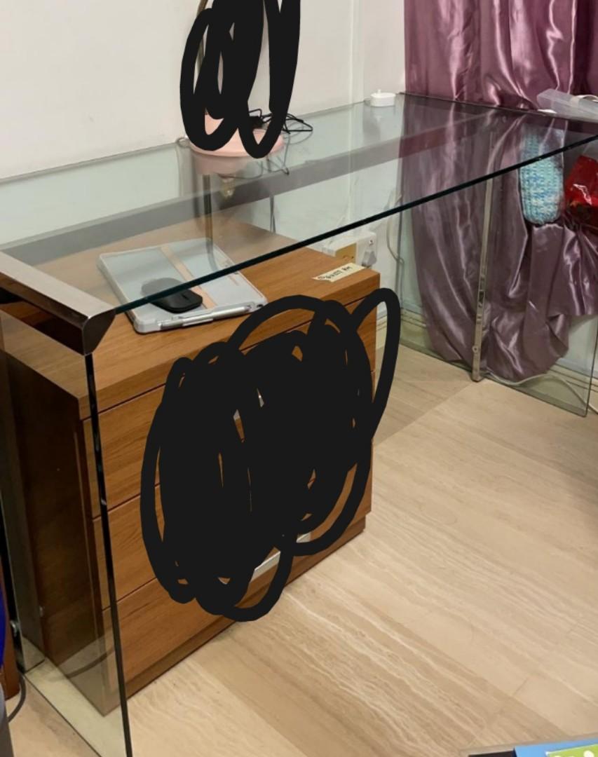 Glass Study Table, Furniture & Home Living, Furniture, Tables & Sets on ...