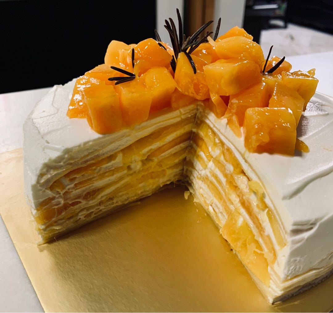 Mango mille crepe cake, Food & Drinks, Homemade Bakes on Carousell