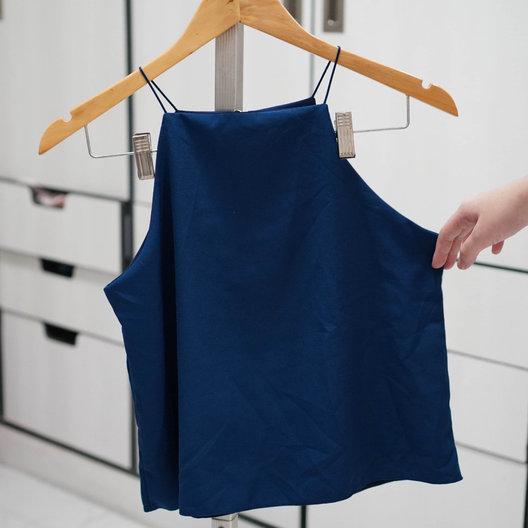 Midnight Blue String Top, Women's Fashion, Tops, Sleeveless on Carousell
