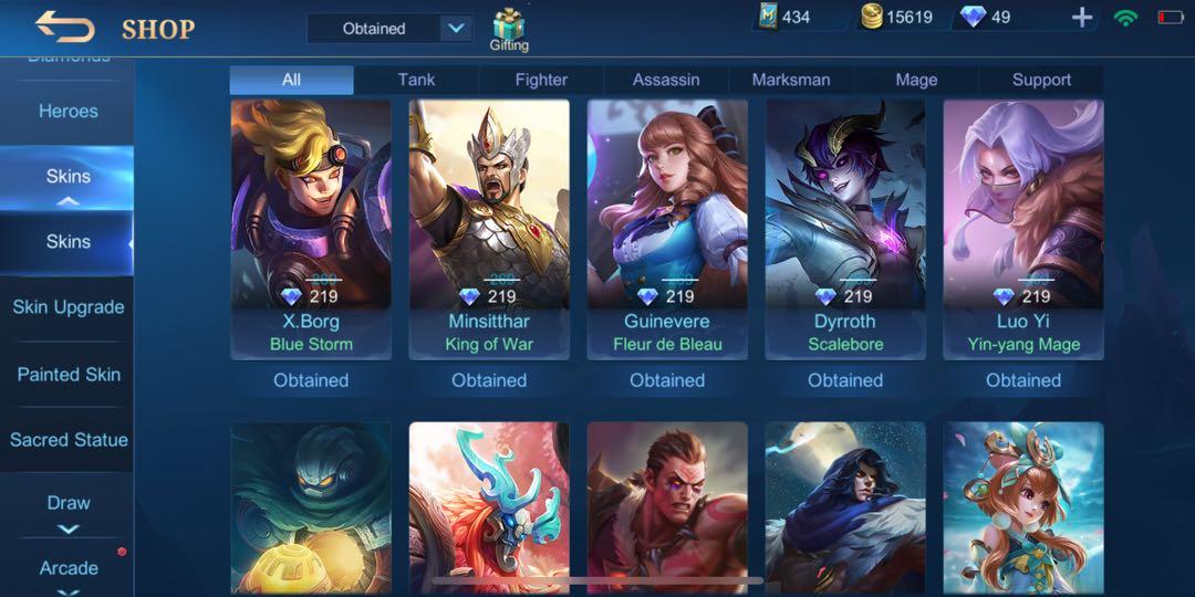 Mobile Legends ML account 117 Skins, Video Gaming, Video Games, Others ...