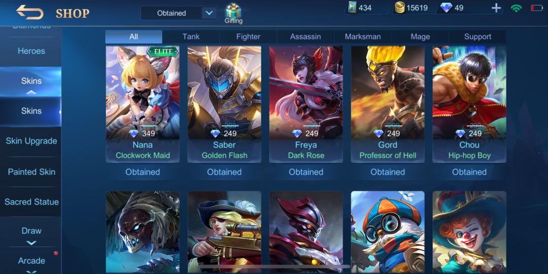Mobile Legends ML account 117 Skins, Video Gaming, Video Games, Others ...