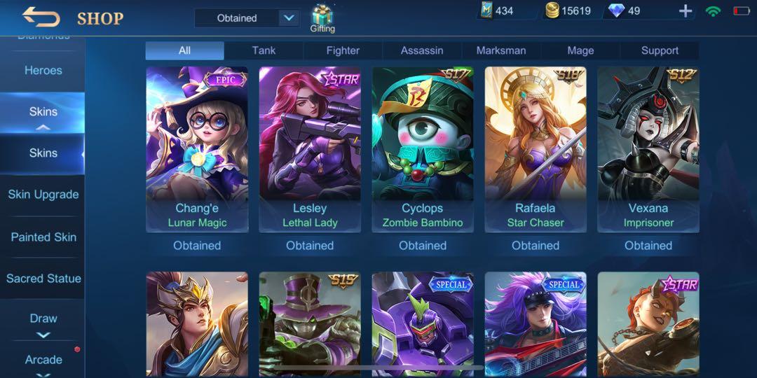 Mobile Legends ML account 117 Skins, Video Gaming, Video Games, Others ...