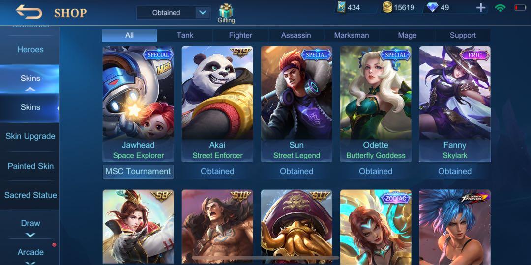 Mobile Legends ML account 117 Skins, Video Gaming, Video Games, Others ...