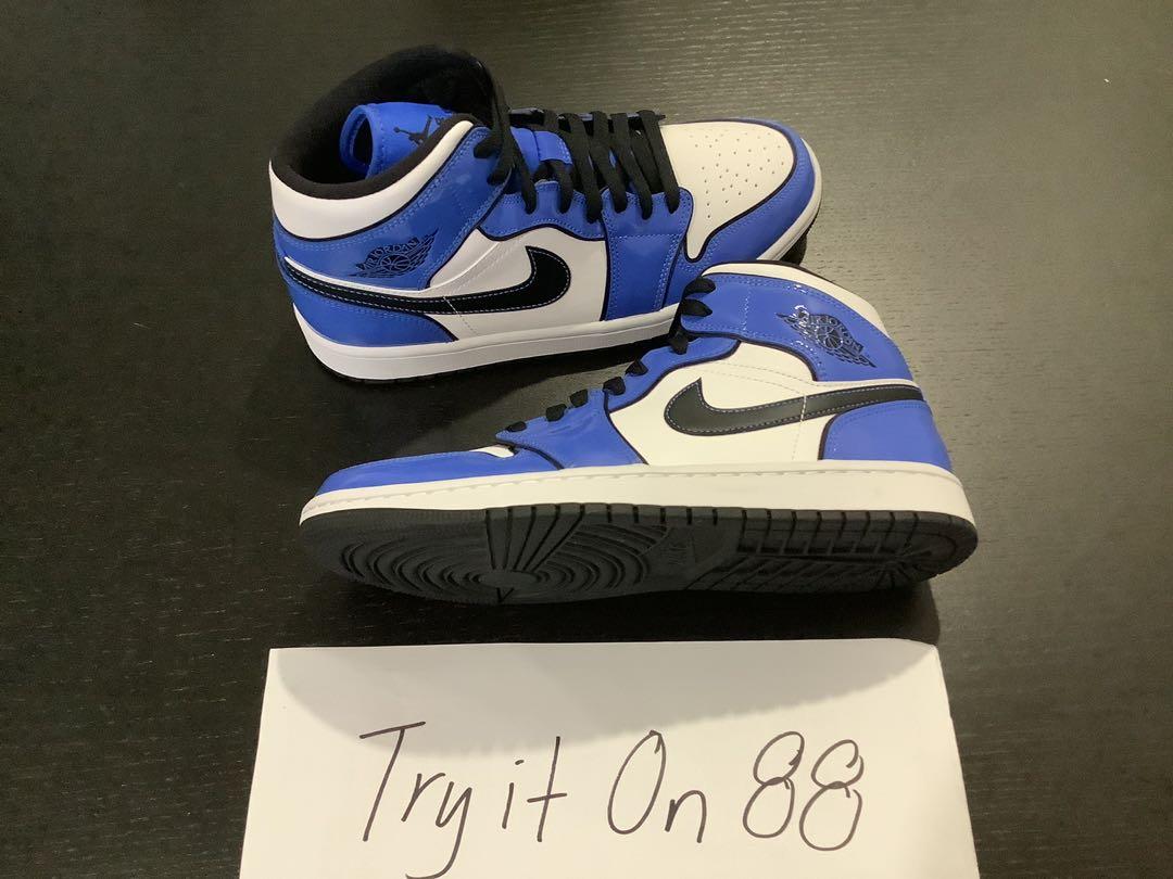 Nike AJ 1 Mid Signal Blue, Men's Fashion, Footwear, Sneakers on Carousell