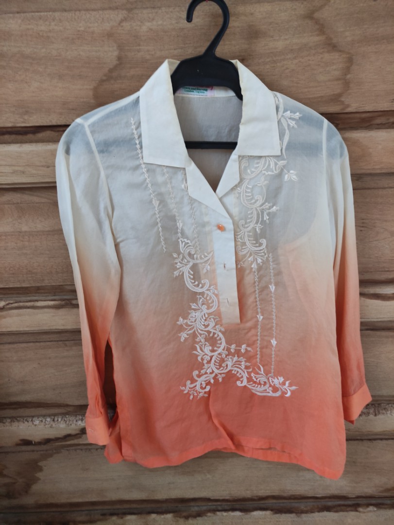 Orange Barong (M), Women's Fashion, Dresses & Sets, Traditional ...