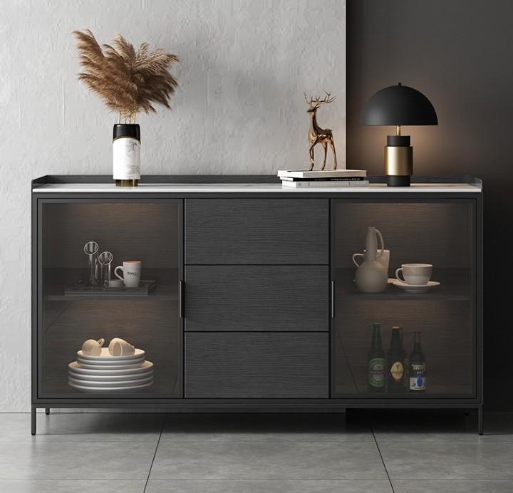 PO 150 cm Noir Classic Tic Tac Drawers Solid Natural Black Matte Grains ...